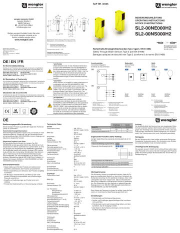 Wenglor SL2-00NS000H2 Safety Through-Beam Sensor Emitter Operating ...
