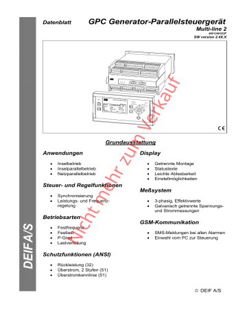 Deif GPC-2 Generator Paralleling Controller Datenblatt | Manualzz