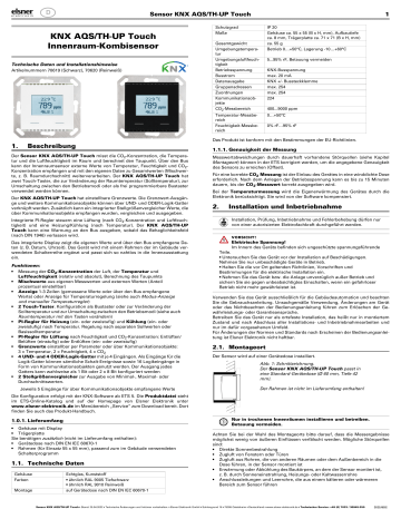 Elsner KNX AQS/TH-UP Touch Datenblatt | Manualzz