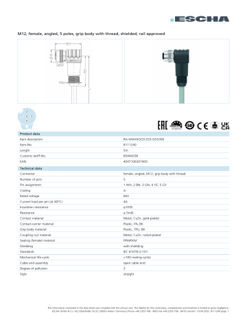 Escha 8111240 Data Sheet | Manualzz