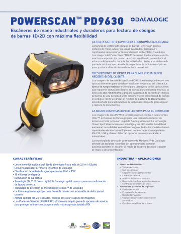 Datalogic PowerScan 9600 Series Ficha de datos | Manualzz