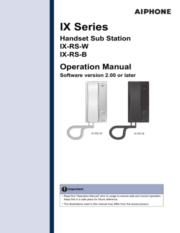 Aiphone IX-RS Operation Manual | Manualzz