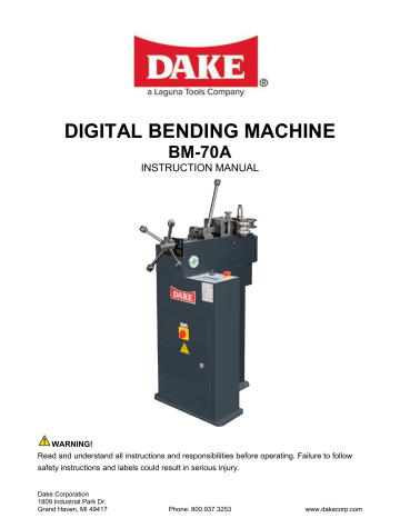 Dake BM-70A Tube Bender Manual | Manualzz