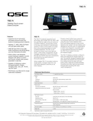 QSC TSC-7T Spec Sheet | Manualzz