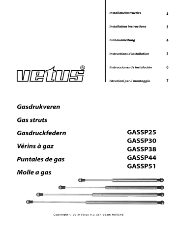Vetus Gas struts GASSP Installation manual | Manualzz