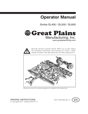 Great Plains Simba SL400-600 Operator Manual | Manualzz