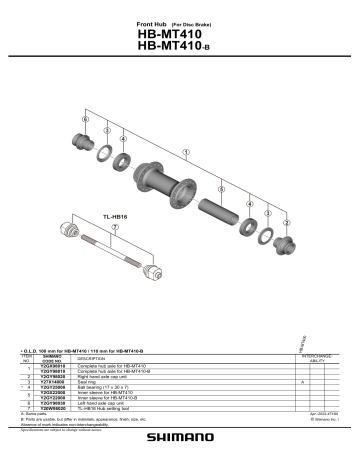 Shimano HB-MT410 前花鼓 (碟煞) Exploded View | Manualzz