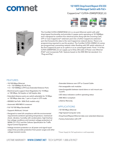 Comnet CLFE4+2SMS Series Datasheet | Manualzz