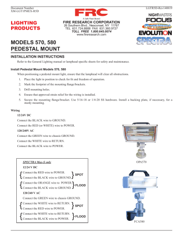 FRC PEDESTAL MOUNT Models 570, 580 Installation Instruction | Manualzz