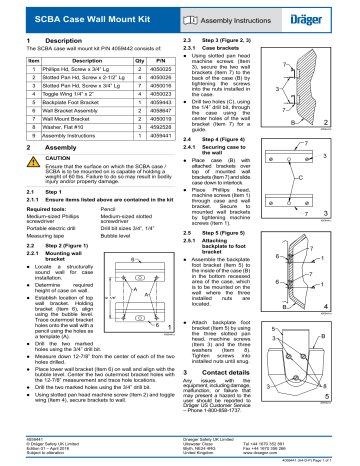 Dräger AI,SCBA CASE WALL MOUNT KIT Assembly Instruction | Manualzz