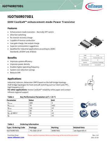 Infineon EVAL_1EDF_G1_HB_GAN Evaluation Board Data Sheet | Manualzz