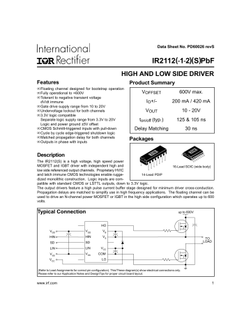 Infineon IR2112S Gate Driver Datasheet | Manualzz