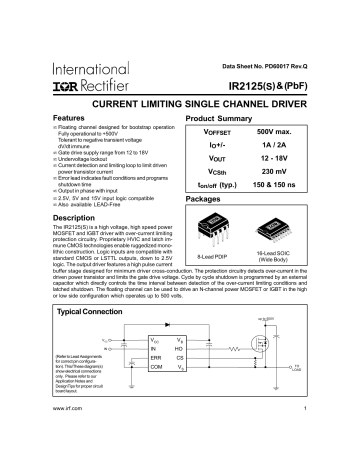 Infineon IR2125 Gate Driver Data Sheet | Manualzz
