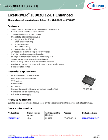 Infineon 1ED020I12-BT Gate Driver Data Sheet | Manualzz