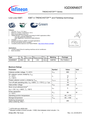 Infineon IGD06N60T IGBT Discrete Data Sheet | Manualzz