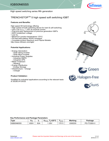 Infineon IGB50N65S5 IGBT Discrete Data Sheet | Manualzz