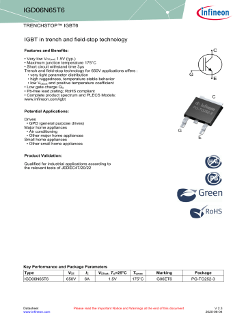Infineon IGD06N65T6 IGBT Discrete Data Sheet | Manualzz