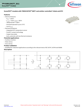 Infineon FP150R12N3T7_B11 IGBT Module Data Sheet | Manualzz