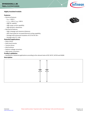 Infineon DD400S45KL3_B5 IGBT Module Data Sheet | Manualzz