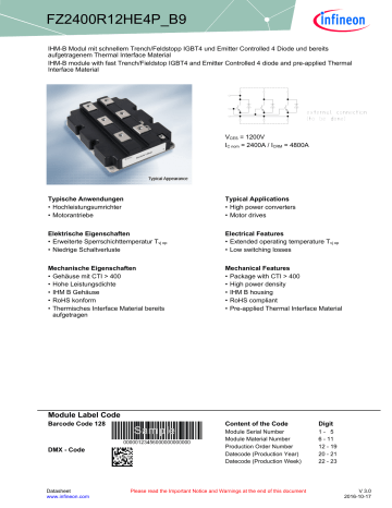 Infineon FZ2400R12HE4P_B9 IGBT Module Data Sheet | Manualzz