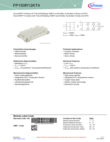 Infineon FP150R12KT4 IGBT Module Data Sheet | Manualzz