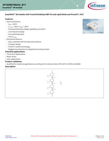 Infineon DF200R07W2H3_B77 IGBT Module Data Sheet | Manualzz