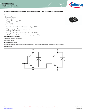 Infineon FZ400R65KE3 IGBT Module Data Sheet | Manualzz