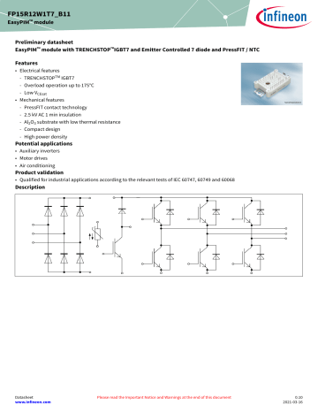 Infineon FP15R12W1T7_B11 IGBT Module Data Sheet | Manualzz