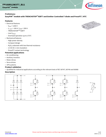 Infineon FP100R12W3T7_B11 IGBT Module Data Sheet | Manualzz