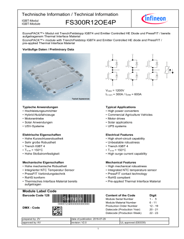 Infineon FS300R12OE4P IGBT Module Data Sheet | Manualzz