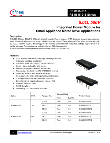 Infineon IRSM515-015PA IPM Data Sheet | Manualzz