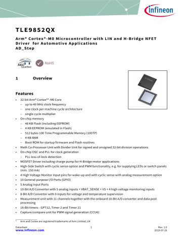 Infineon TLE9852QX Microcontroller Data Sheet | Manualzz