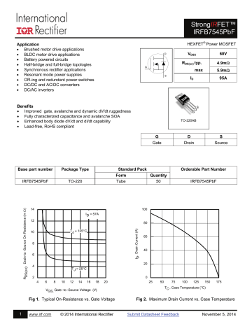 Infineon IRFB7545 MOSFET Data Sheet | Manualzz