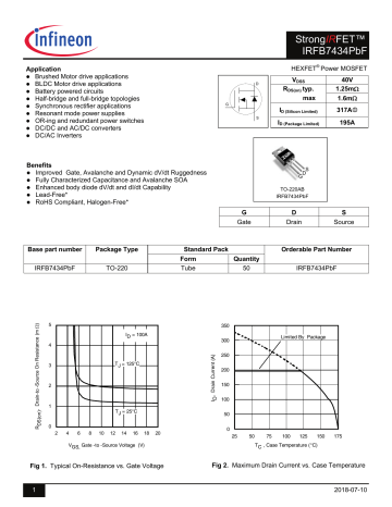 Infineon IRFB7434 MOSFET Data Sheet | Manualzz