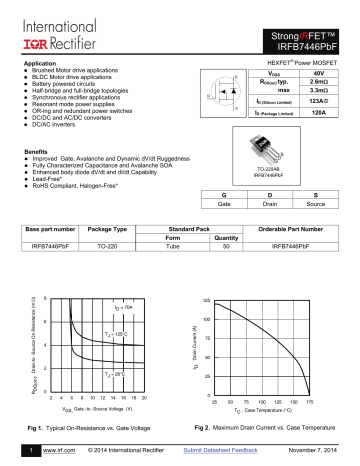 Infineon IRFB7446 MOSFET Data Sheet | Manualzz