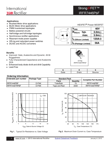 Infineon IRFR7446 MOSFET Data Sheet | Manualzz