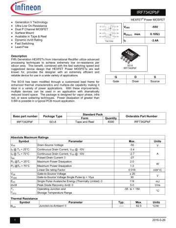 Infineon IRF7342 MOSFET Data Sheet | Manualzz