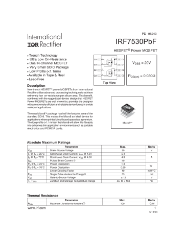 Infineon IRF7530 MOSFET Data Sheet | Manualzz