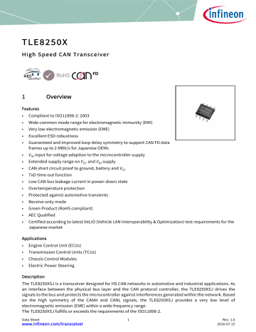 Infineon TLE8250XSJ Transceiver Data Sheet | Manualzz