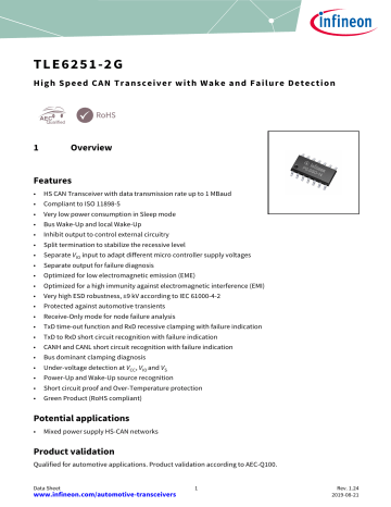 Infineon TLE6251-2G Transceiver Data Sheet | Manualzz