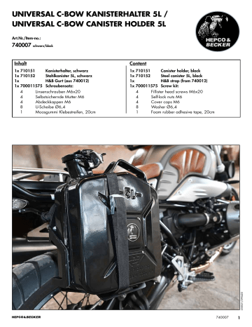 Hepco & Becker 740007 5 liters metal canister Instructions | Manualzz