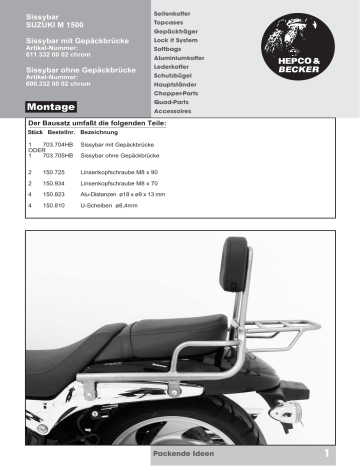 Hepco & Becker 611332 00 02 Sissybar Instructions | Manualzz