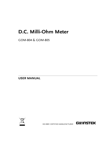 GW Instek GOM-804/805 DC Milli-Ohm Meter User Manual | Manualzz