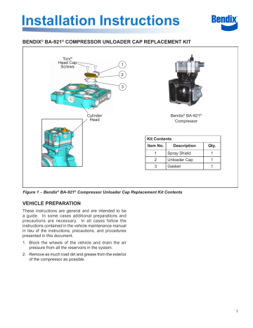 Bendix S-1387 BA-921 COMPRESSOR UNLOADER CAP REPLACEMENT Installation ...