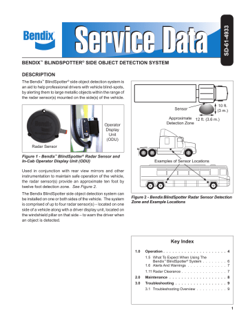 Bendix SD-61-4933 BLINDSPOTTER SIDE OBJECT DETECTION SYSTEM Service ...