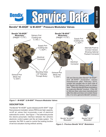 Bendix SD-13-4958 M-40QR AND M-40HF PRESSURE MODULATOR VALVES Service ...
