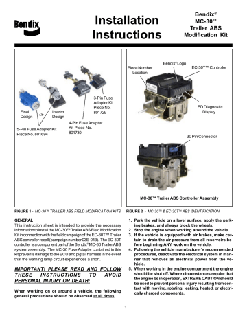 Bendix S-1412 MC-30 TRAILER ABS MODIFICATION KIT Installation ...