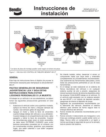 BENDIX S-1511 MV-3 VALVE REPLACEMENT Guía de instalación | Manualzz