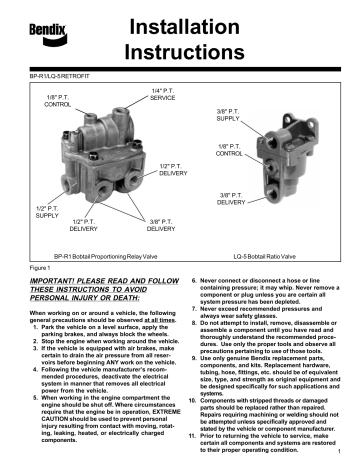 Bendix S-1072 BP-R1 BOBTAIL PROPORTIONING RELAY VALVE/LQ-5 BOBTAIL ...