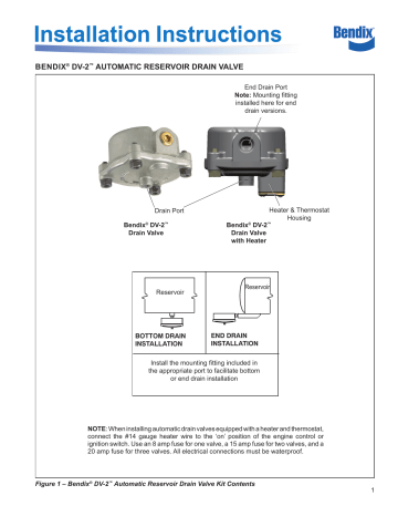 Bendix S-0303 DV-2 AUTOMATIC DRAIN VALVE Installation Instructions ...